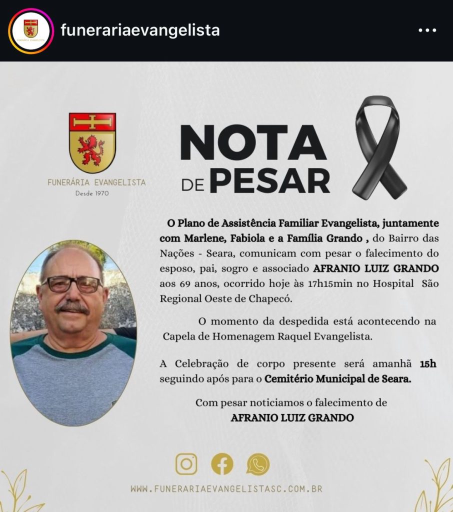 Empresário Afranio Grando perde a batalha contra o câncer aos 69 anos ...